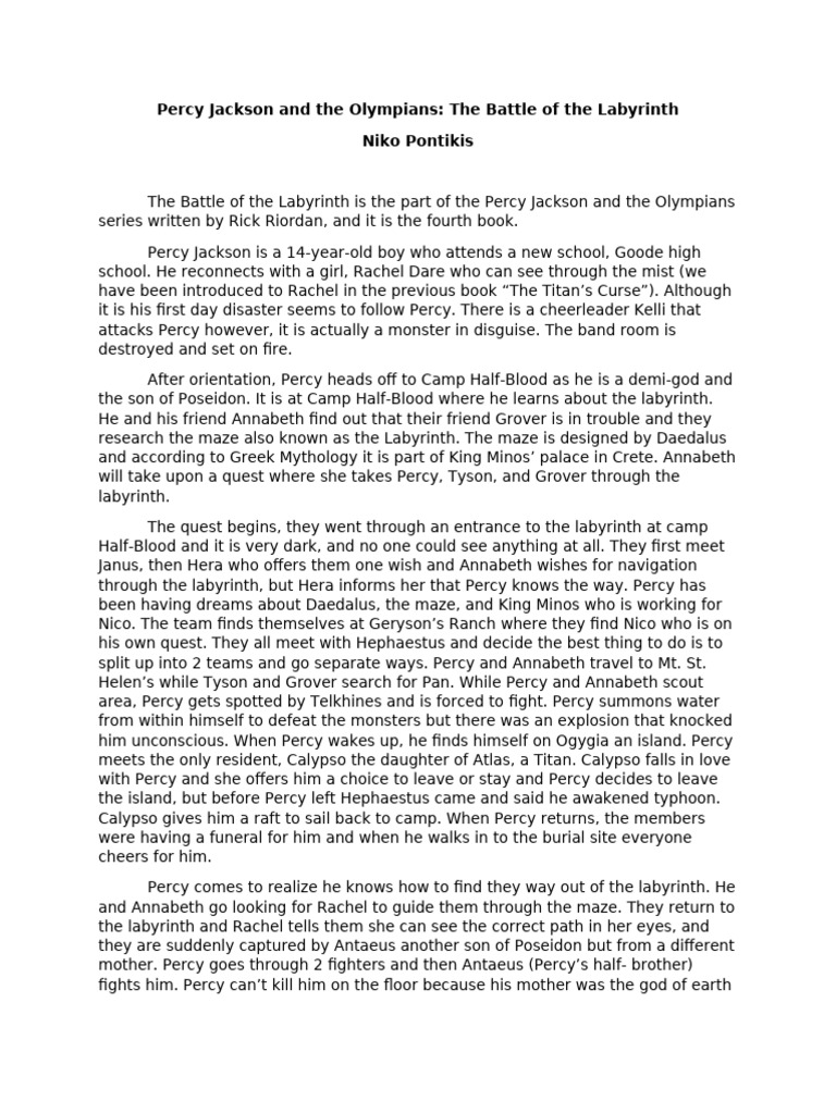 The Battle of The Labyrinth Summary Final | PDF | American Adventure ...