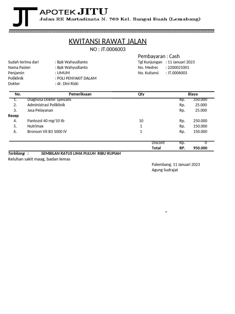 KWITANSI APOTIK Jitu | PDF