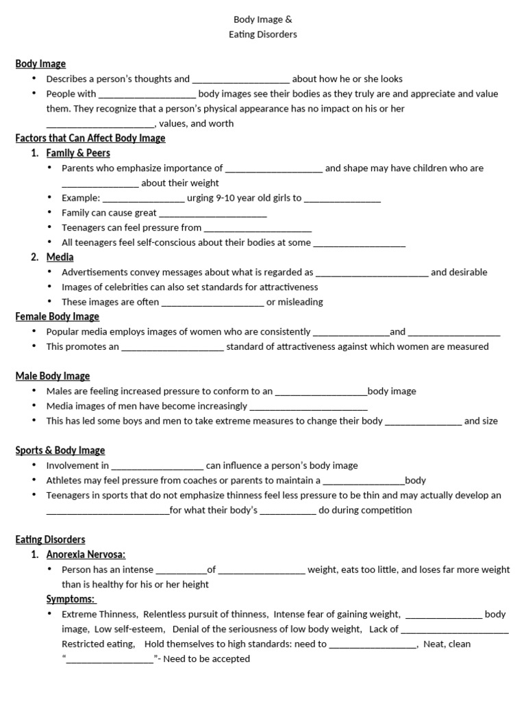 Body_Image_and_ED_fill_in_f17_3_ | PDF | Body Image | Eating Disorder