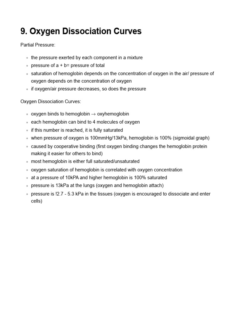 9. Oxygen Dissociation Curves | PDF