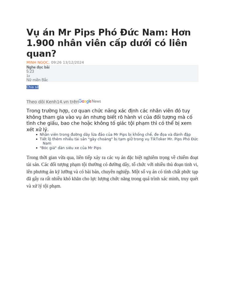 Vụ án Mr Pips Phó Đức Nam | PDF