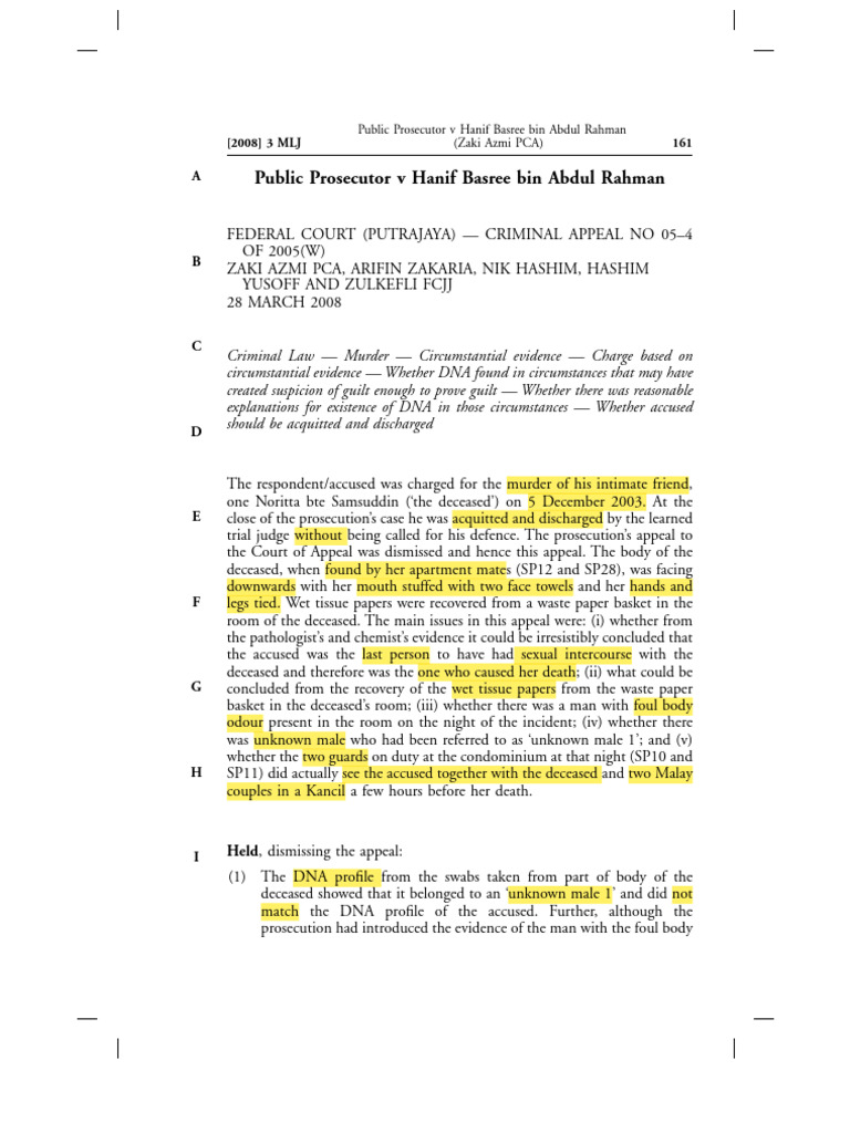 PP V Hanif Basree Bin Abdul Rahman | PDF | Burden Of Proof (Law ...