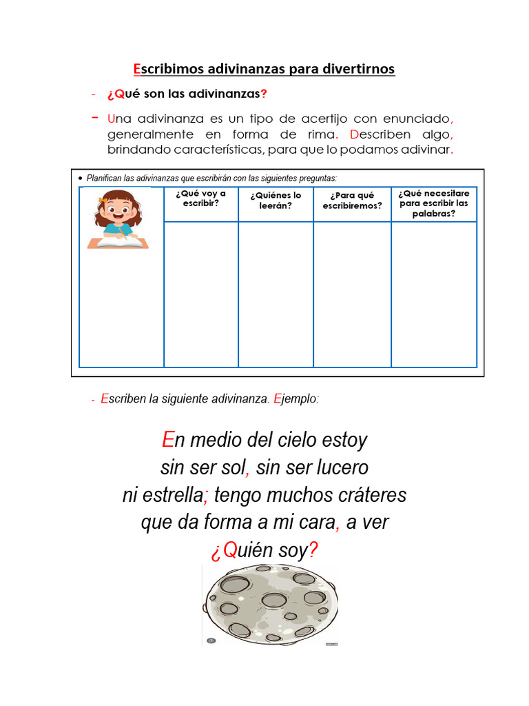 Escribimos Adivinanzas para Divertirnos | PDF