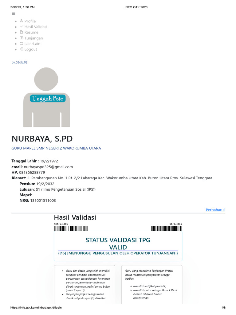 Info Gtk 2023 Bu Nurbaya | PDF