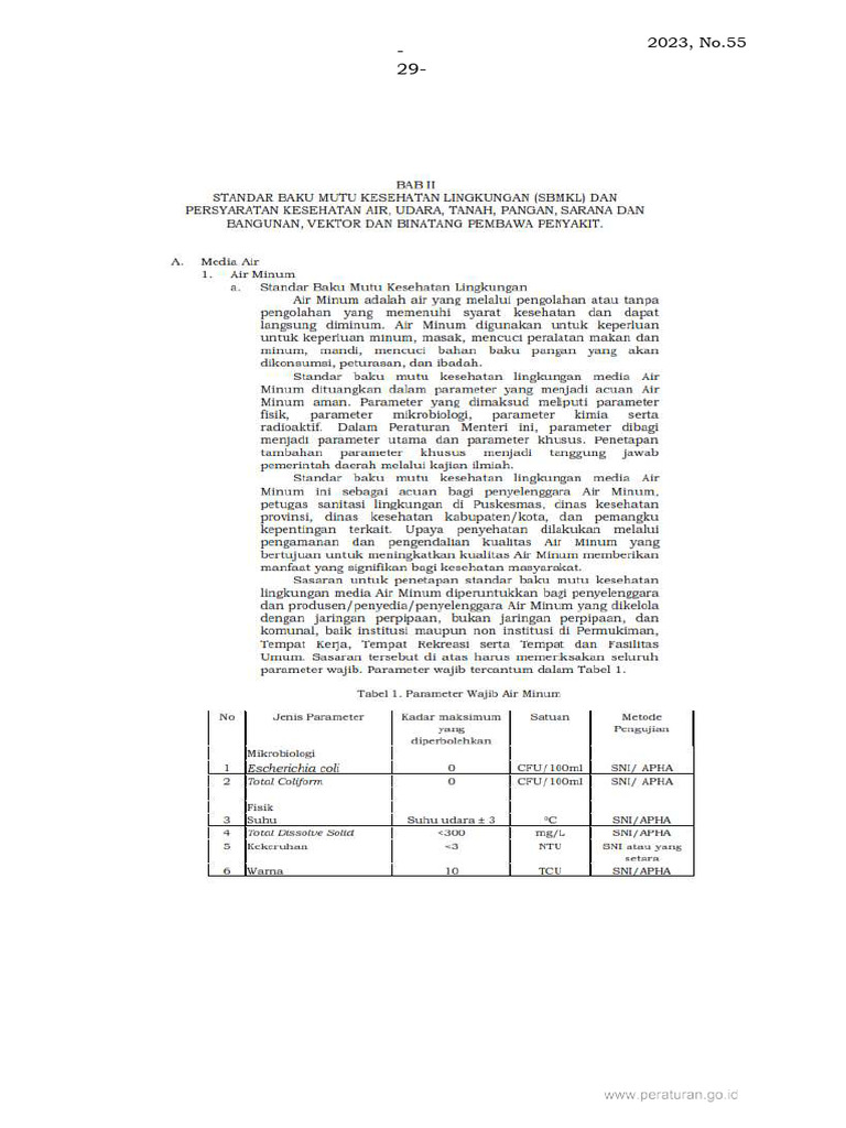 Lampiran Permenkes No 2 TH 2023 - Kesehatan Lingkungan | PDF