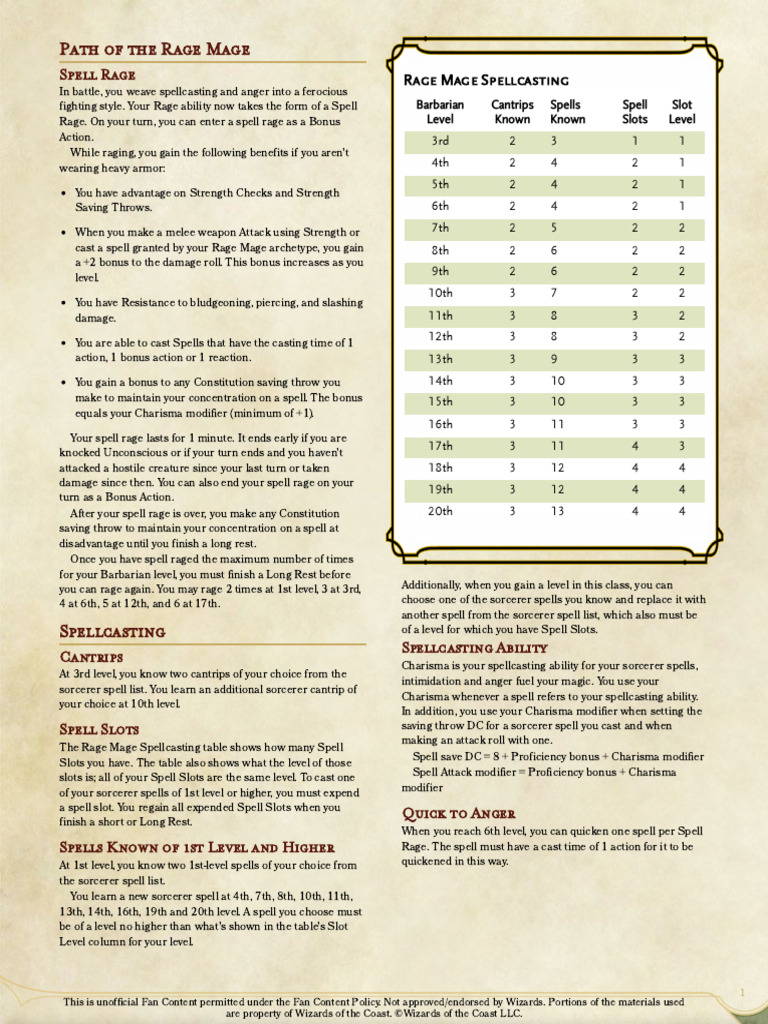 Rage Mage _ GM Binder | PDF | D20 System | Dungeons & Dragons