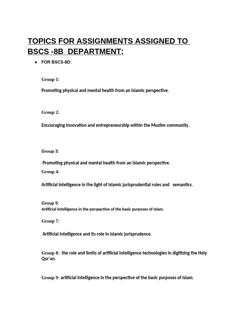 BSCS Assignment Topics Overview | PDF