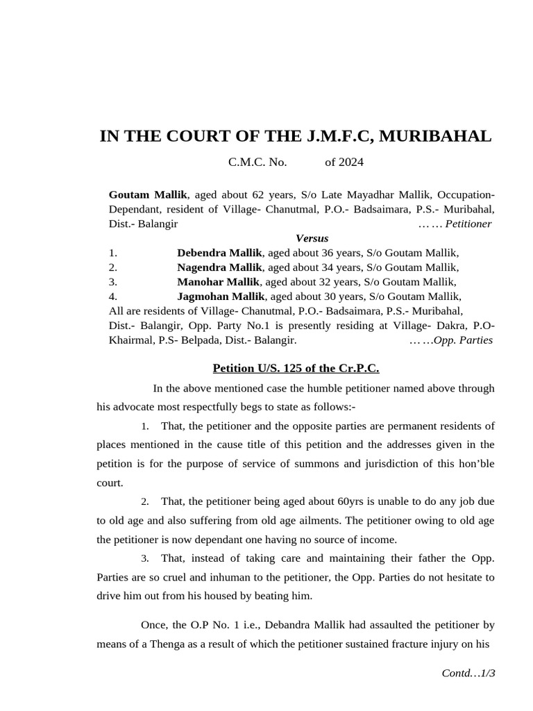 125 CrPC Goutam Mallik | PDF | Affidavit | Justice