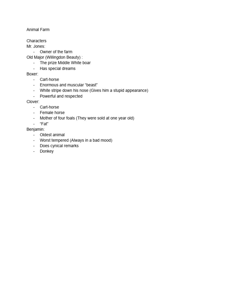 Animal Farm Characters | PDF