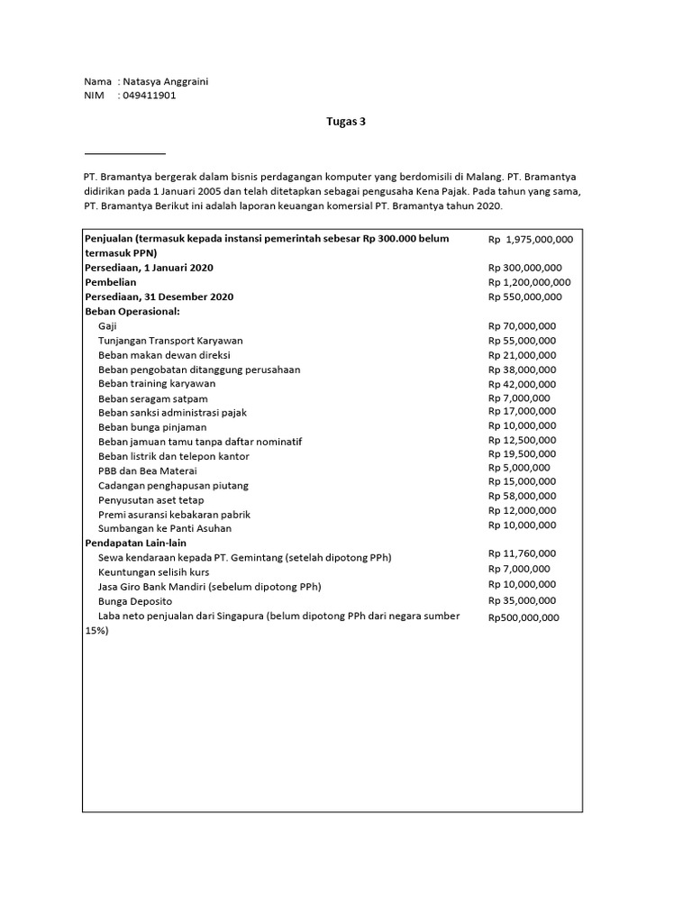 Tugas 3 Akuntansi Perpajakan | PDF