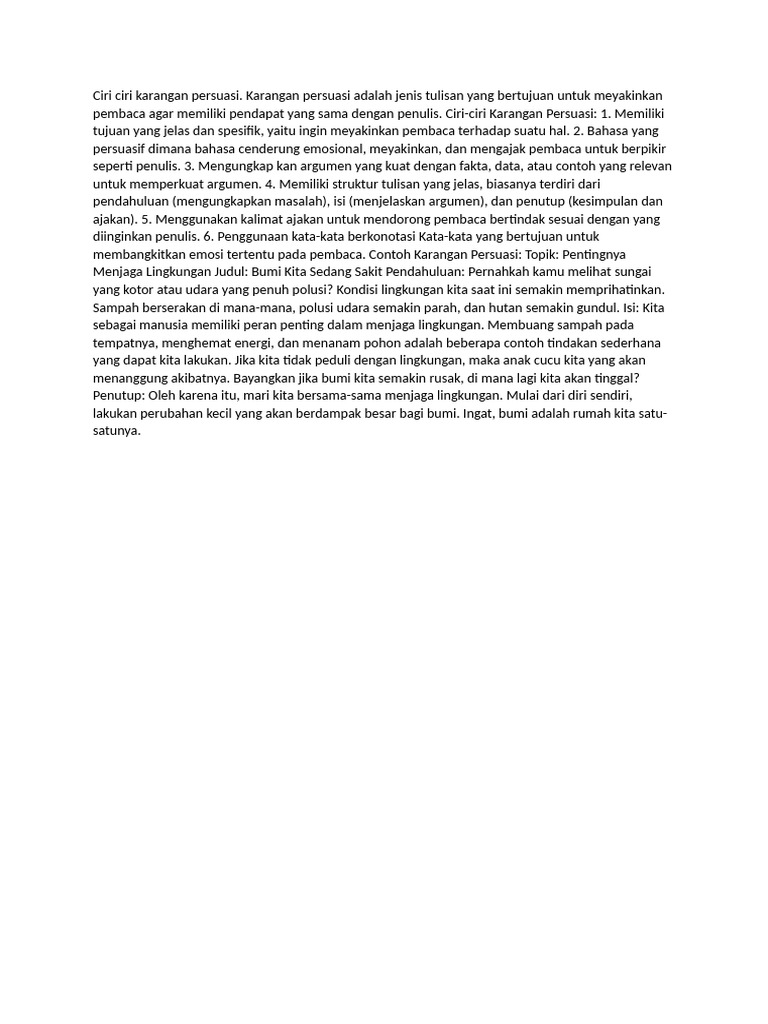 Ciri-Ciri Karangan Persuasi Efektif | PDF