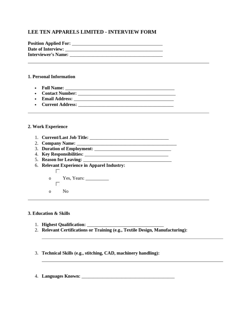 Interview Form | PDF