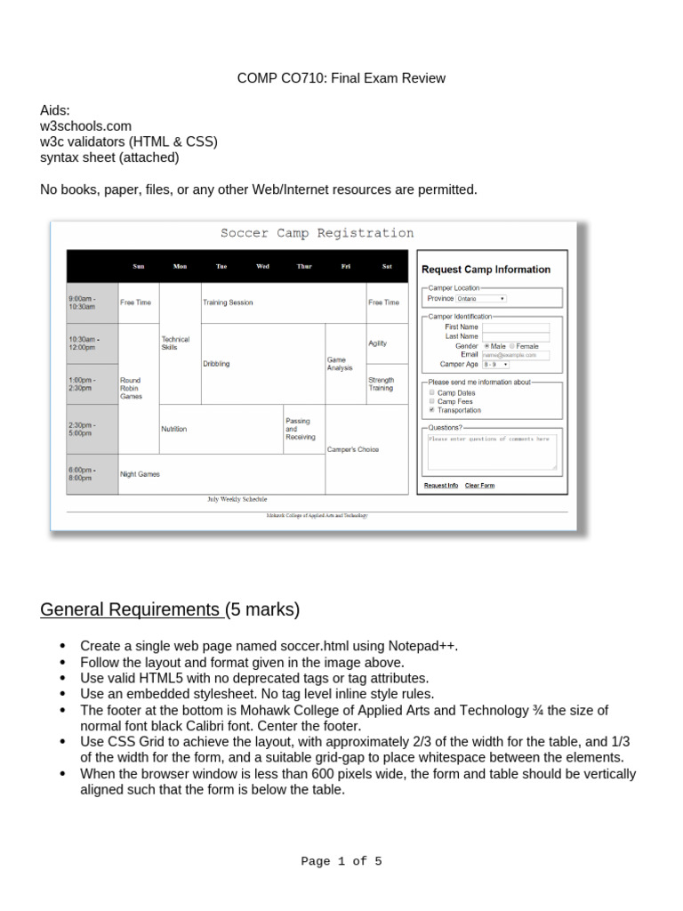 COMP CO710 Final Exam Review F2019-1 | PDF | Html Element | Typography