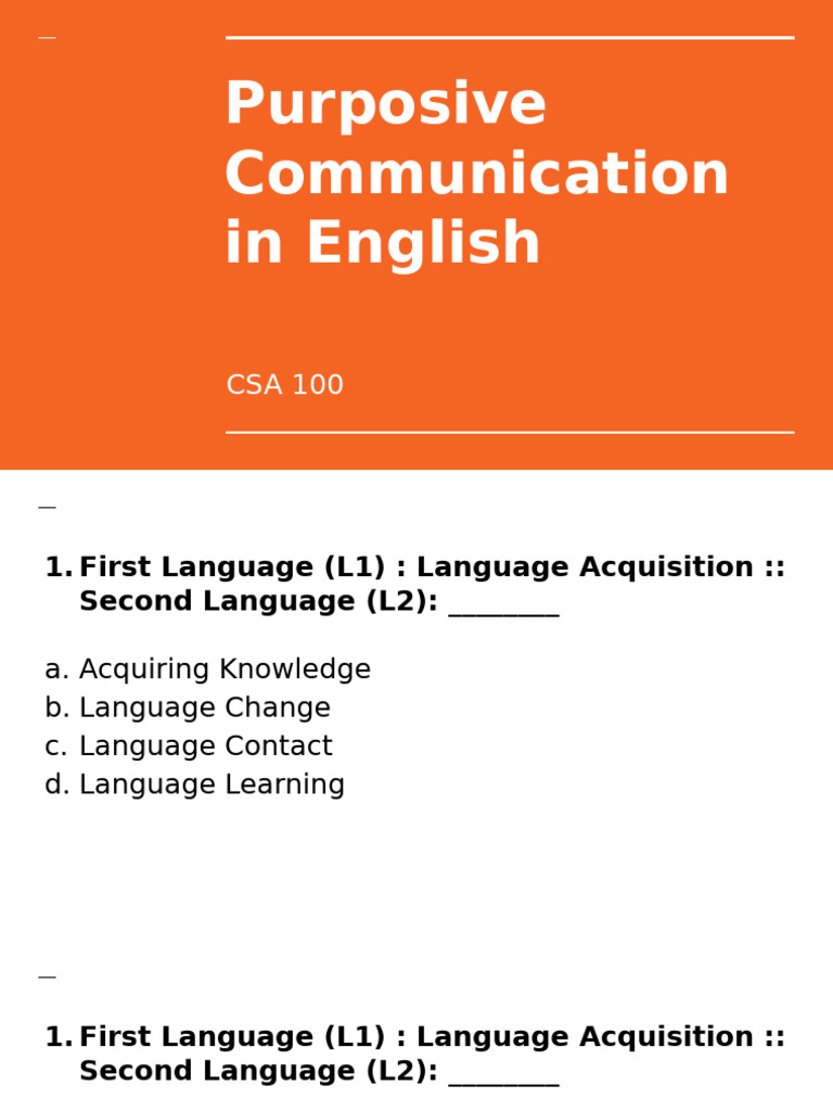 English Csa Day 1 | PDF | Second Language | Communication