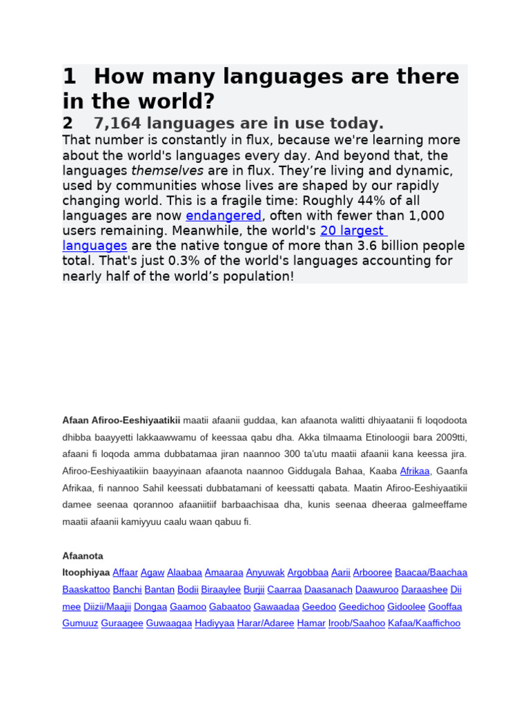 How Many Languages Are There in The World | PDF