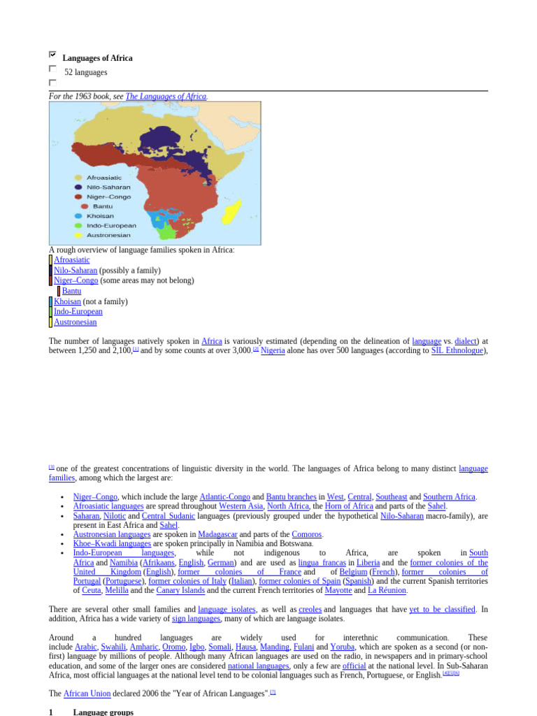 Languages of Africa | PDF | Languages Of Africa | Tone (Linguistics)