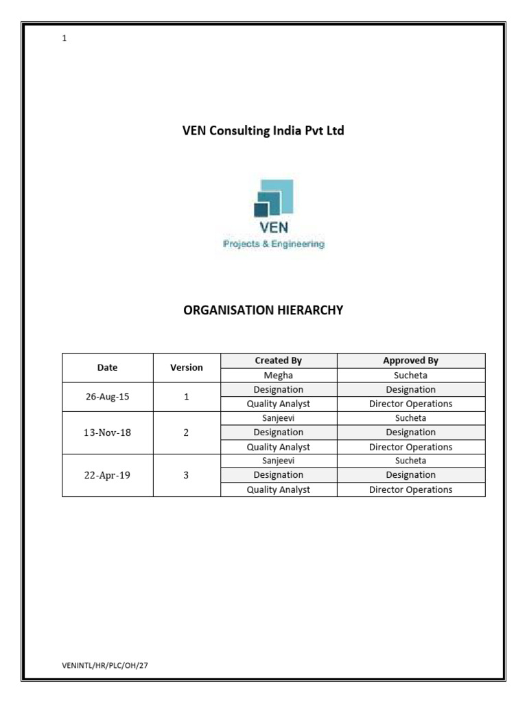 VEN Consulting Organization Hierarchy Guide | PDF | Human Resources ...