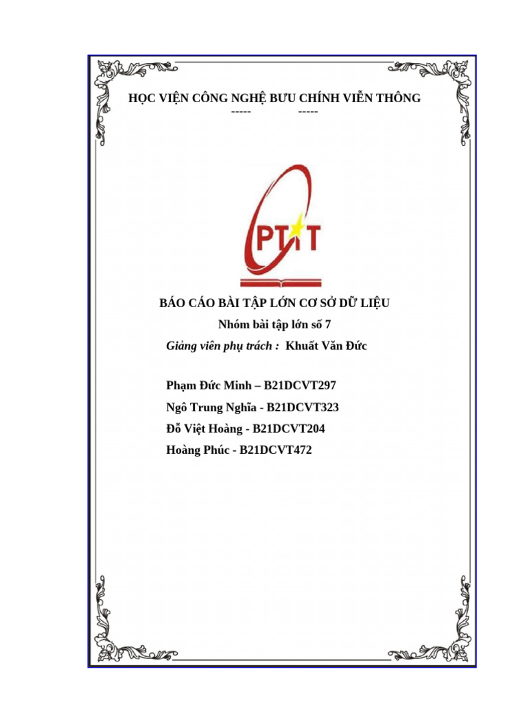 BTL CSDL Nhóm 7 | PDF
