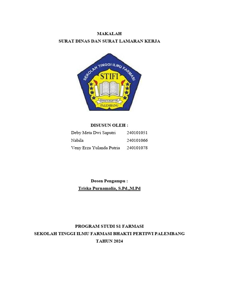MAKALAH SURAT DINAS DAN SURAT LAMARAN KERJA | PDF MAKALAH SURAT DINAS DAN SURAT LAMARAN KERJA | PDF