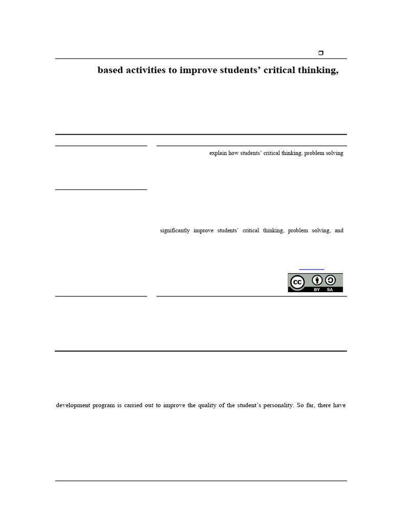 Online-based activities to improve students’ critical thinking, problem ...