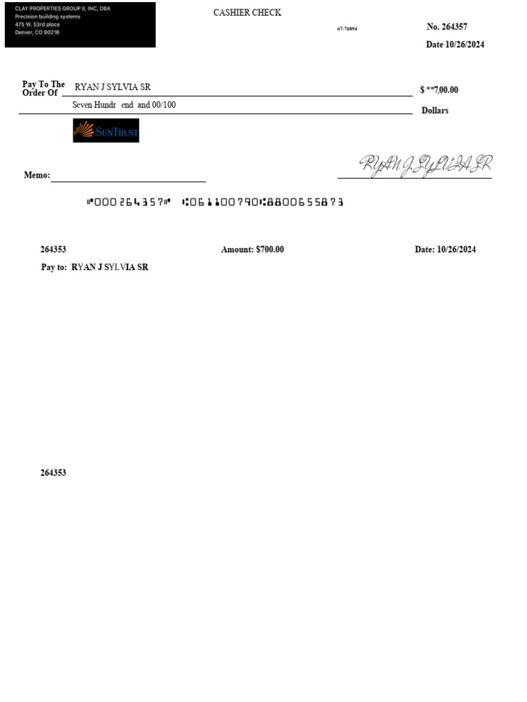 Cashier Check Details 2024 | PDF