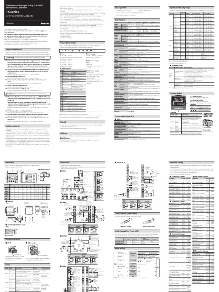 Autonics TK Series Manual | PDF | Power Supply | Thermocouple