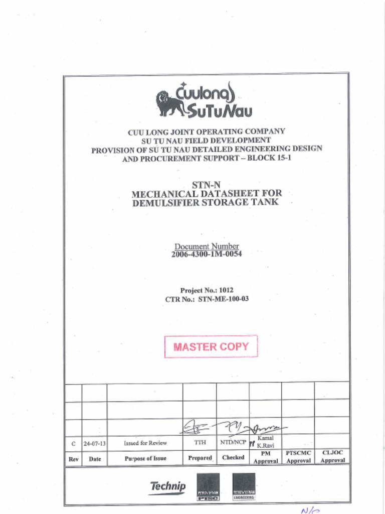 2006-4300-1M-0054 Rev C STN-N Mechanical DS For Diesel Storage Tank_NC | PDF