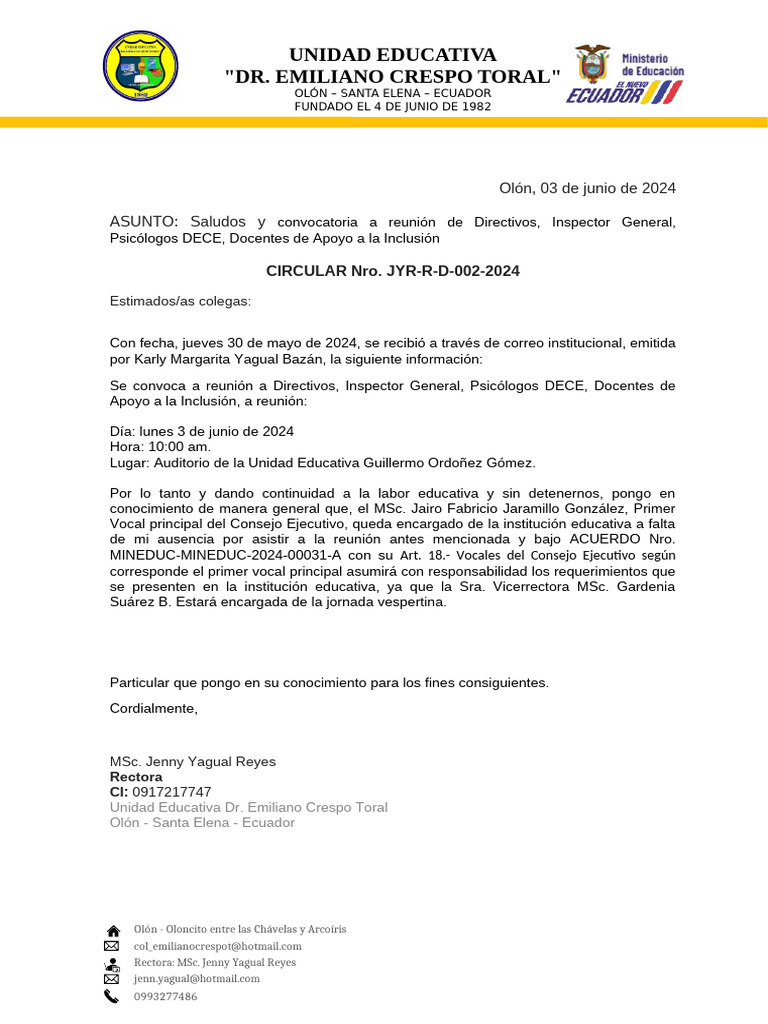 Circular 2 Encargo Rectorado 2024 | PDF