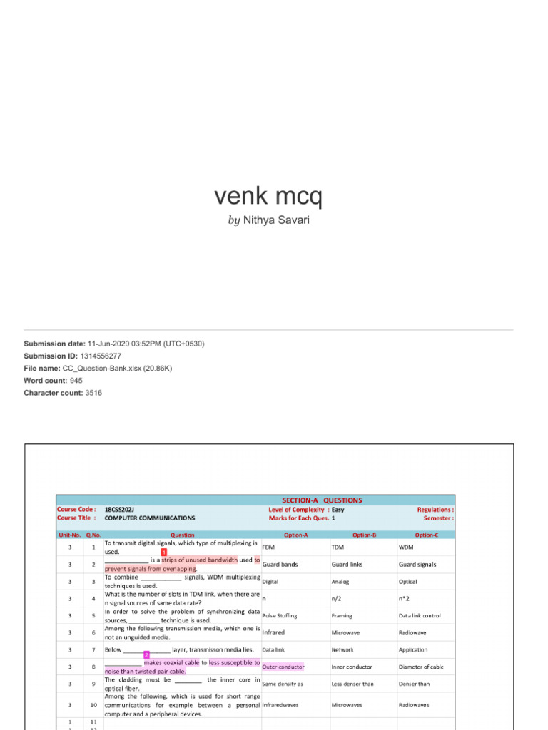 Venk MCQ | PDF