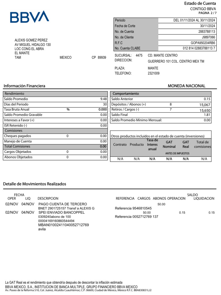 Estado de Cuenta | PDF | Interés | Finanzas personales