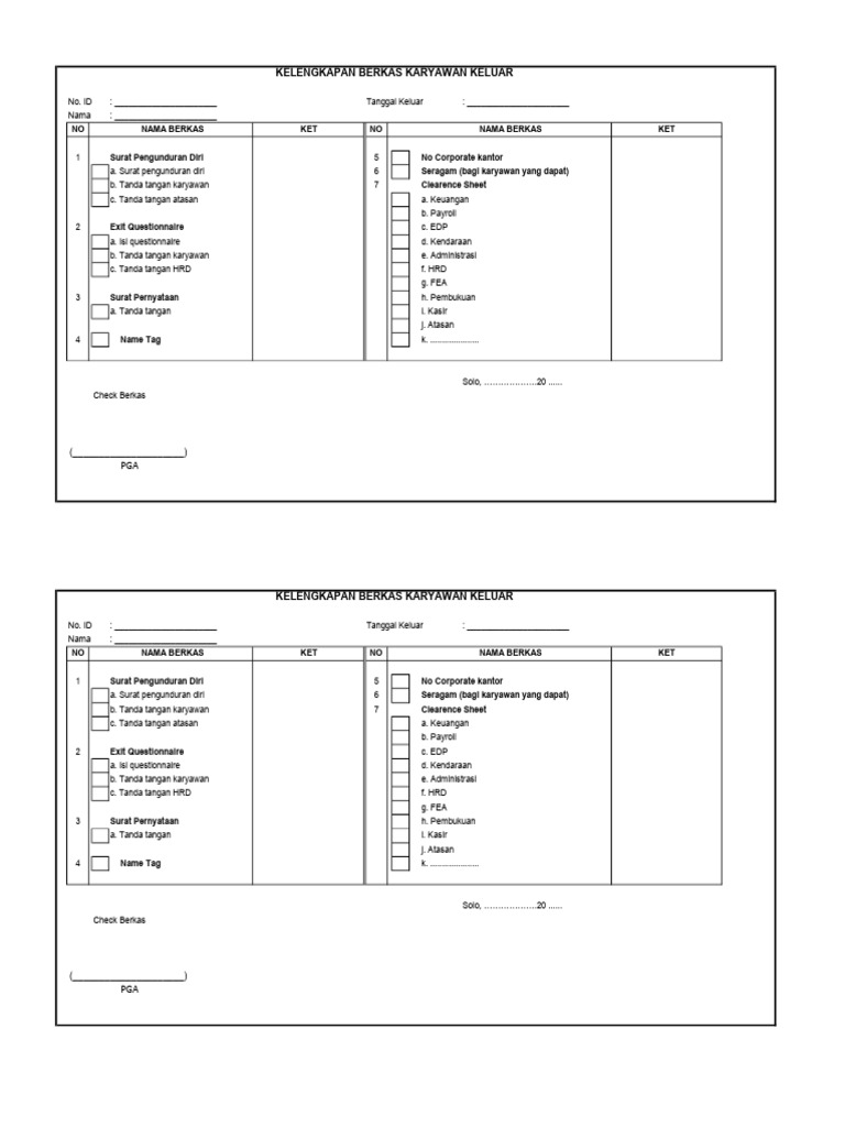 Formulir Clearance Karyawan Keluar | PDF