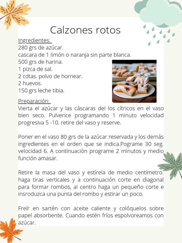 Calzones Rotos y Sopaipillas | PDF | Cocina occidental | Preparación de ...