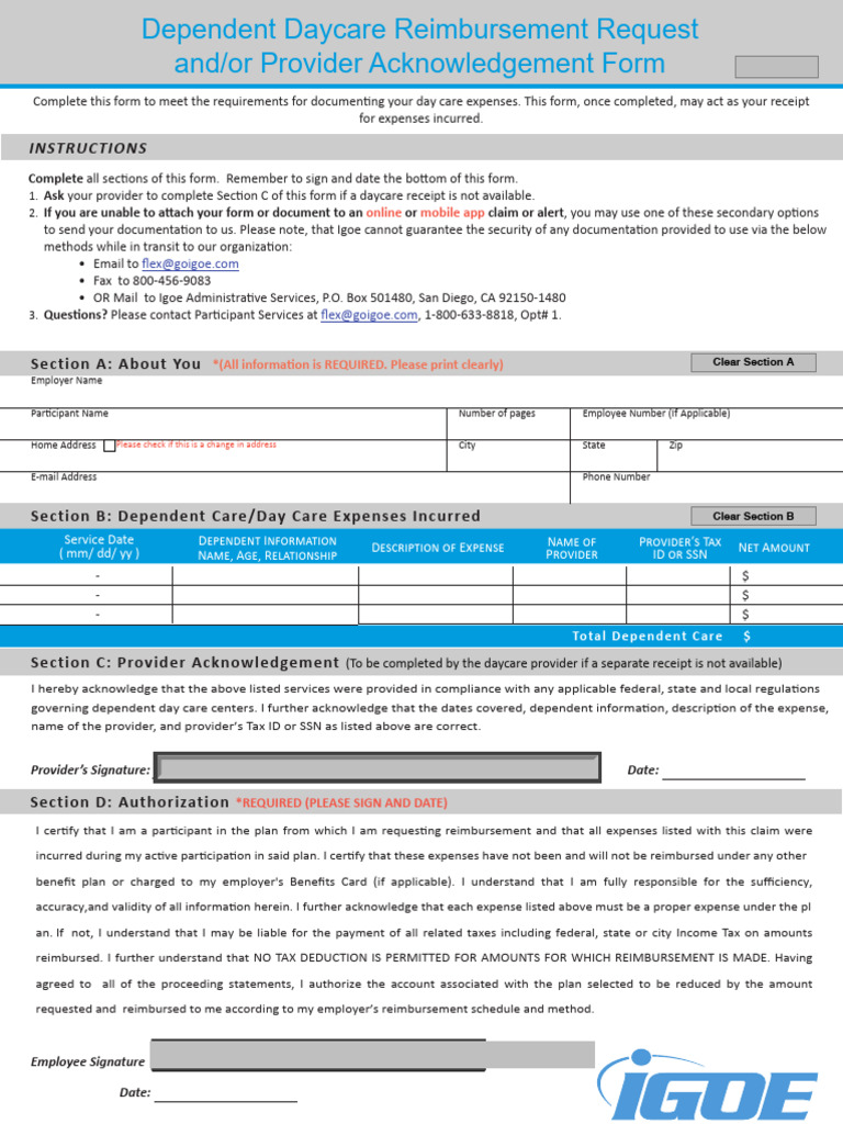 DCA Participant Daycare Provider Acknowledgement | PDF | Expense ...