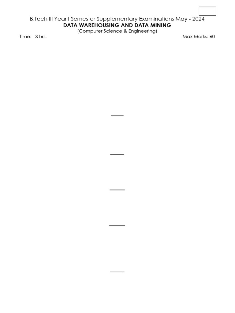 Data Warehousing and Data Mining (CSE) | PDF | Data Warehouse | Data Management