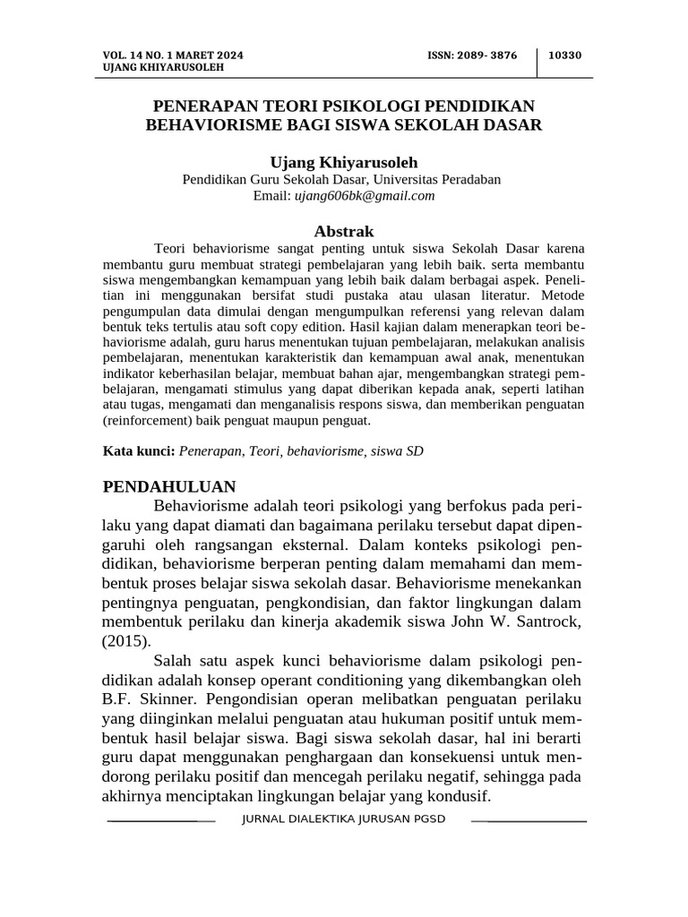 Penerapan Behaviorisme di SD | PDF