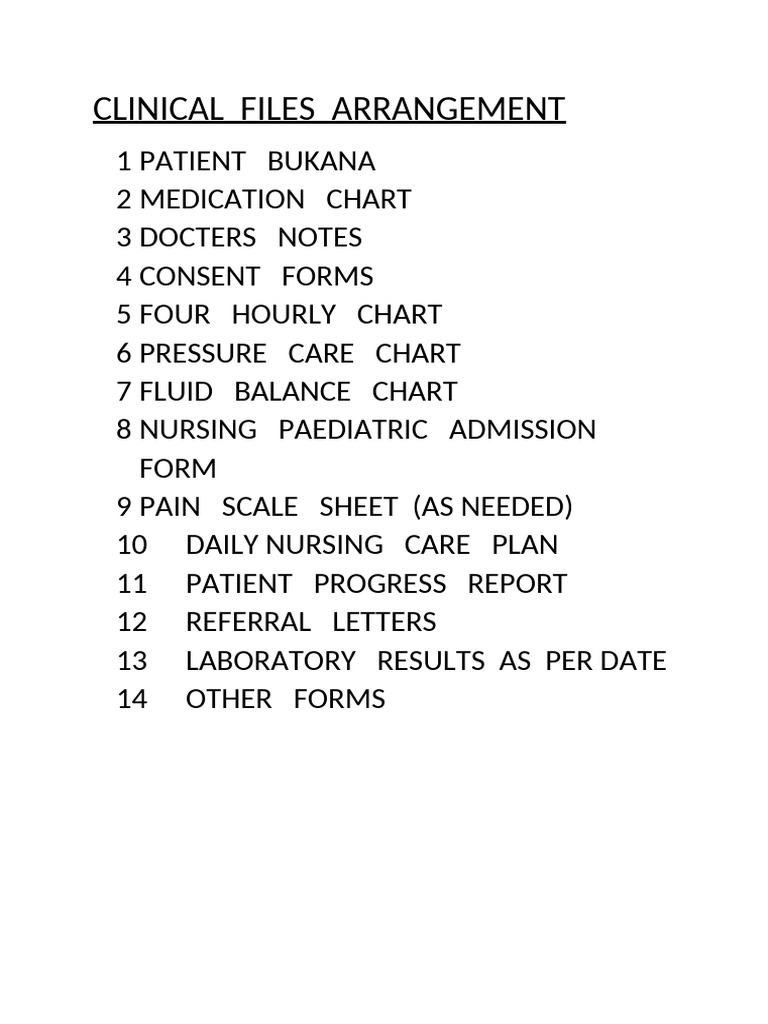 Clinical Files Arrangement | PDF