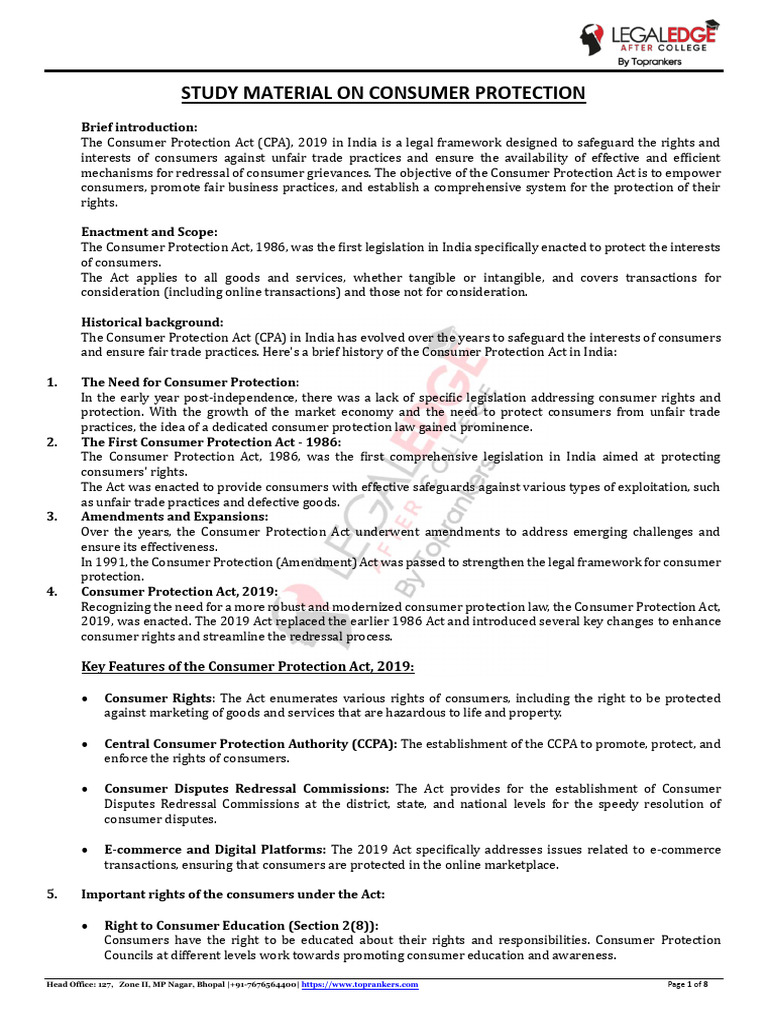 CONSUMER PROTECTION Act | PDF | Consumer Protection | Insurance