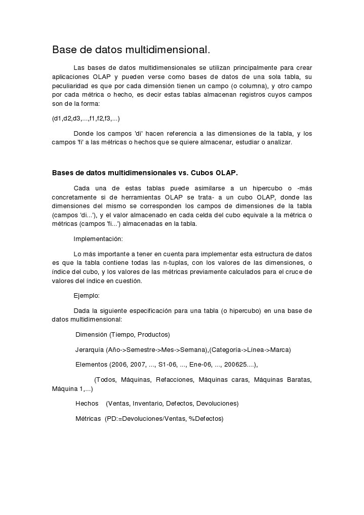 Base de Datos Multidimensional | PDF | Bases de datos | Ciencias de la ...