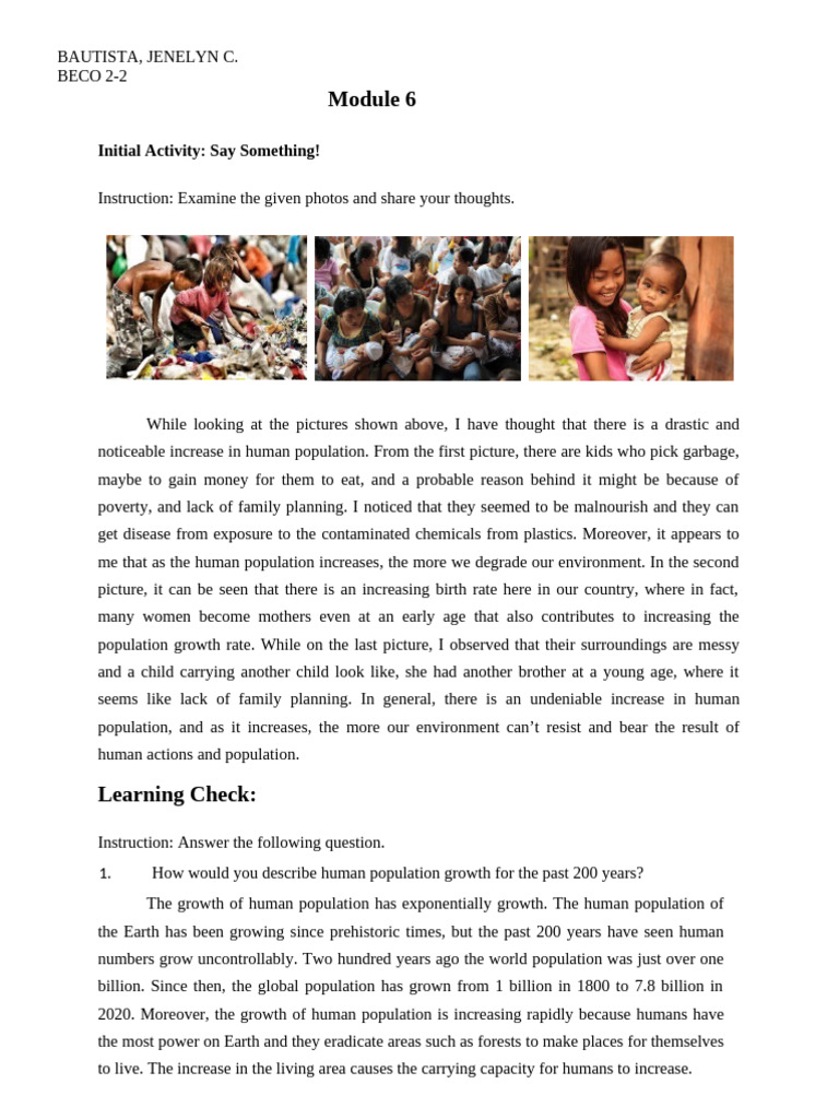 MODULE 6 | PDF | Cost Of Living | Human Overpopulation