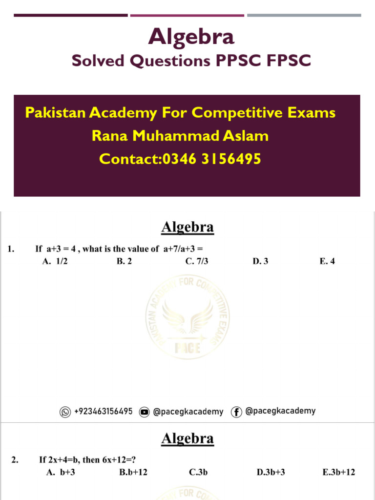 Algebra Slides | PDF