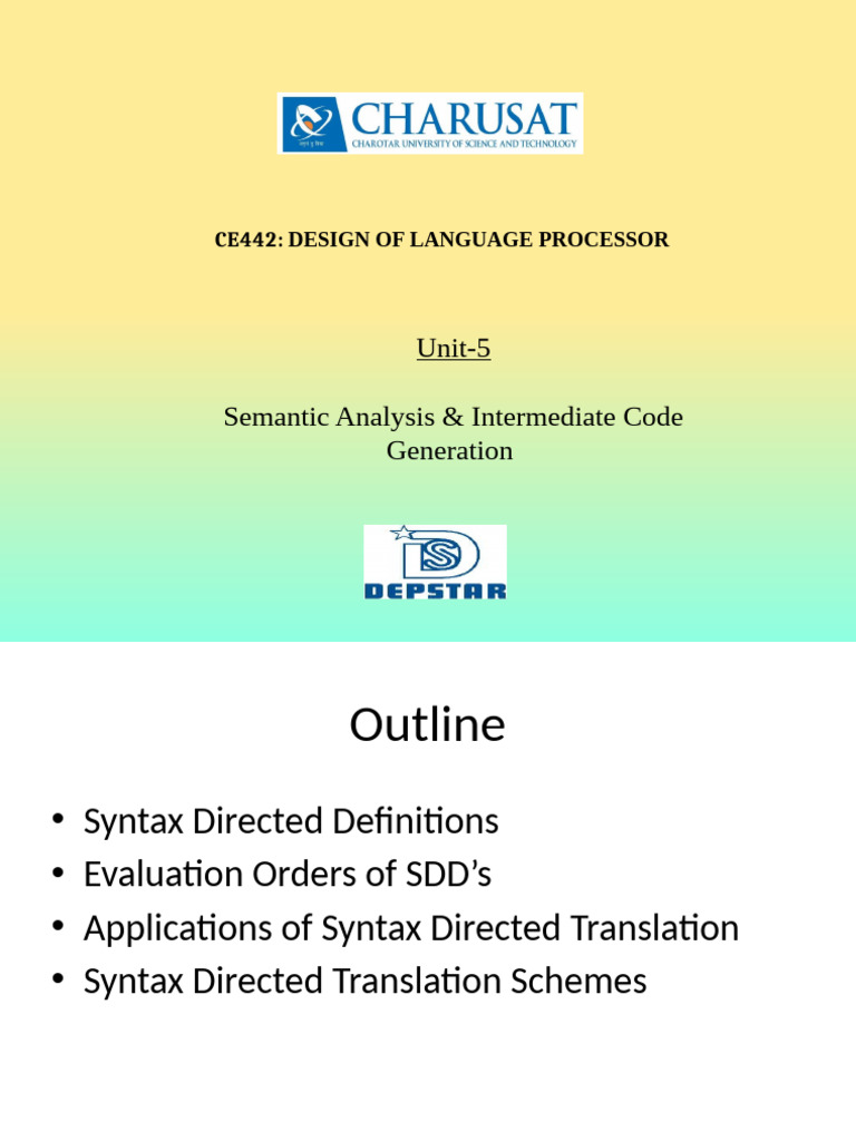 Unit 5-Semantic Analysis and Intermediate Code Generation | PDF | Parsing | Compiler