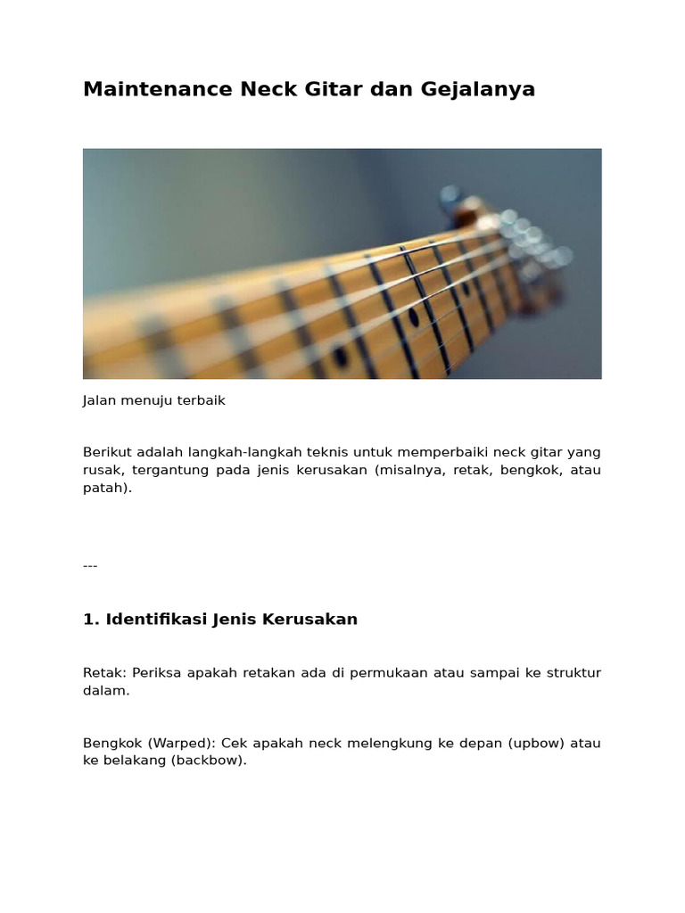 Perbaikan Neck Gitar: Panduan Lengkap | PDF