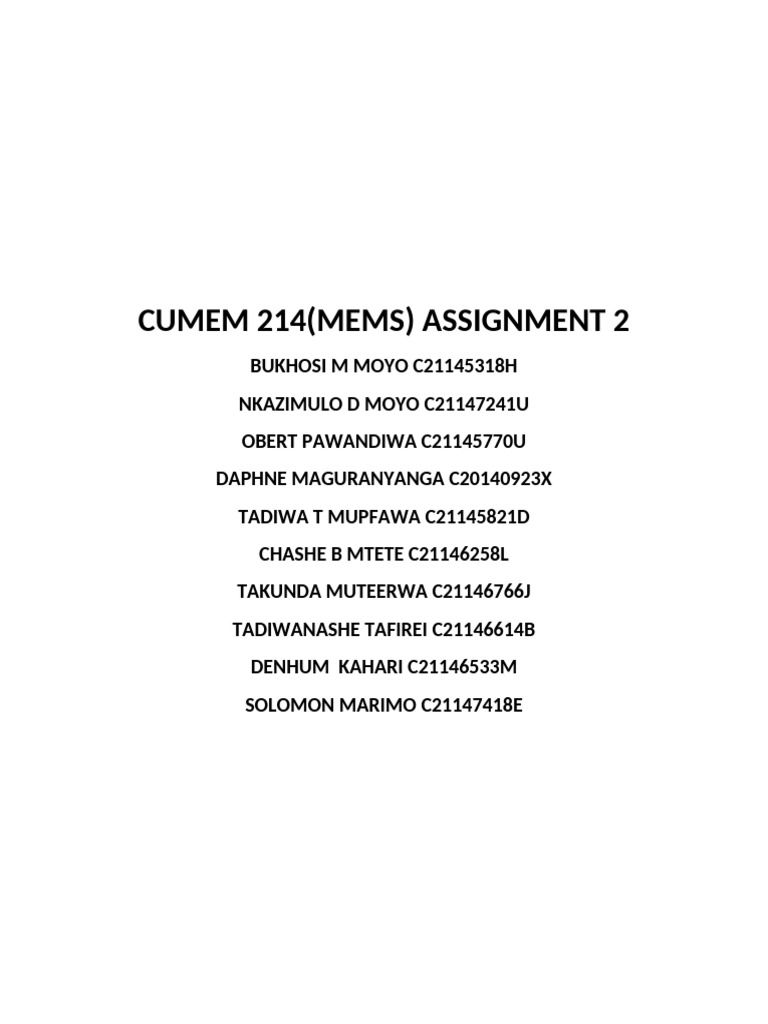 MEMS ASSIGNMENT 2.. | PDF | Switch | Force