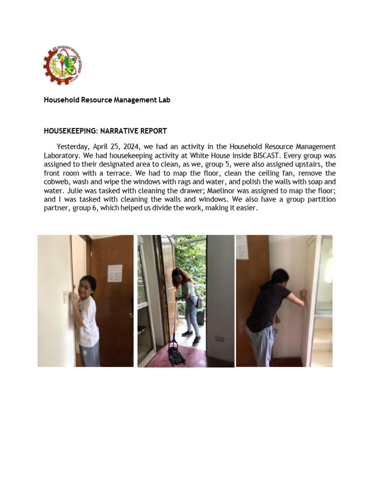 Narrative Report Housekeeping | PDF