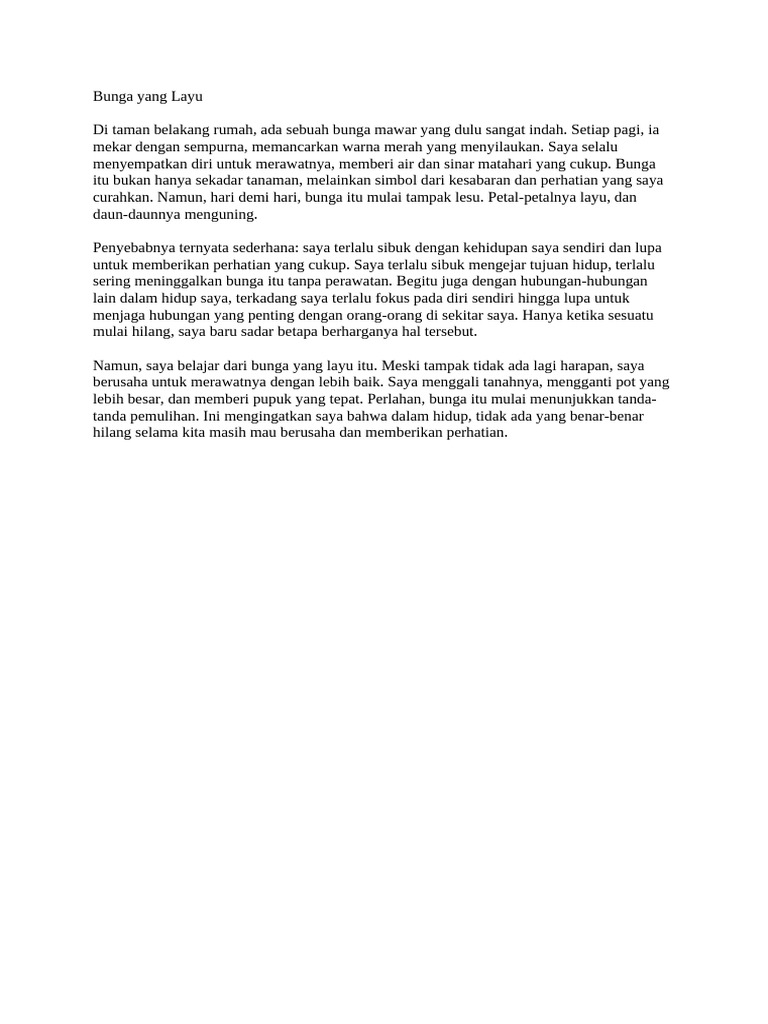 Bunga Layu: Pelajaran Hidup Berharga | PDF