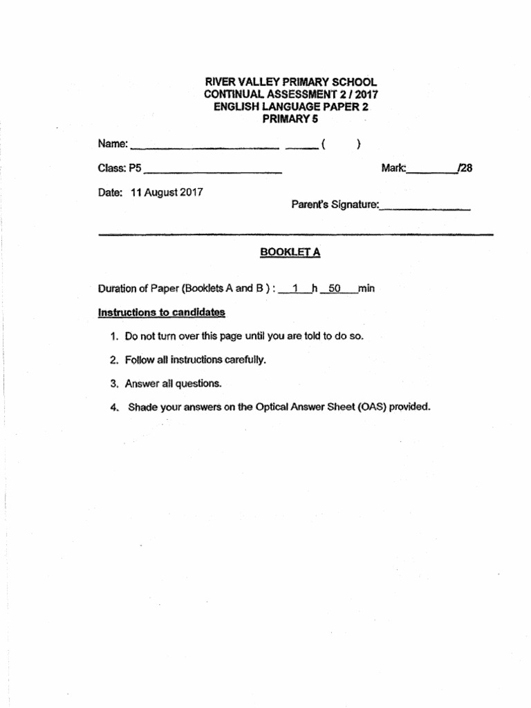 P5_English_cA2_2017_River_Valley_Exam_Papers | PDF