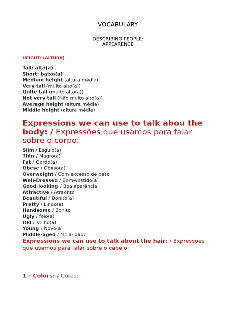 Vocabulary 4 Ano Characters | PDF