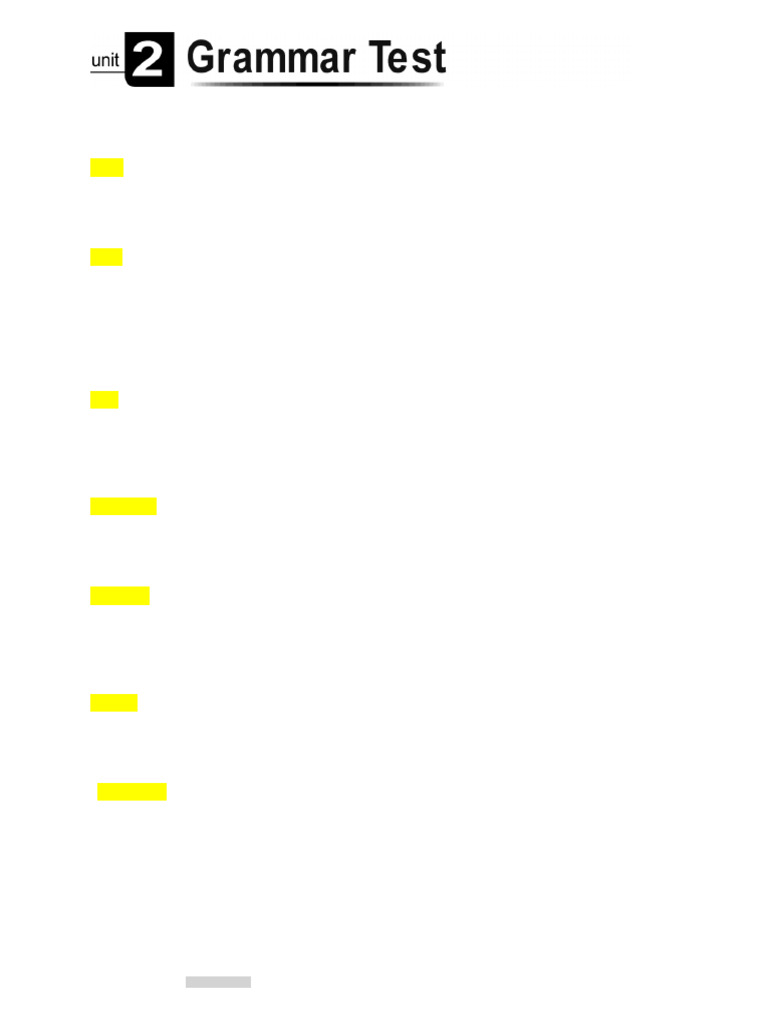 Four Corners Unit 2 Grammar Test | PDF