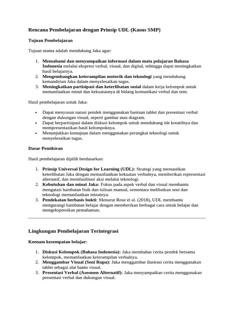 Rencana Pembelajaran Dengan Prinsip UDL | PDF