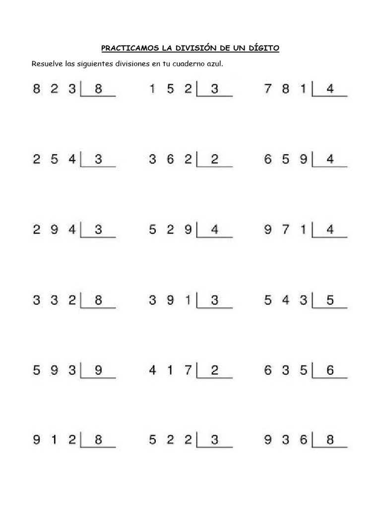 Practicamos La Division de Un Digito | PDF